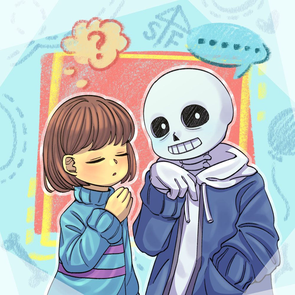 【繪圖】UNDERTALE - 悄悄話（Sans X Frisk） - aassdd8957的創作 - 巴哈姆特