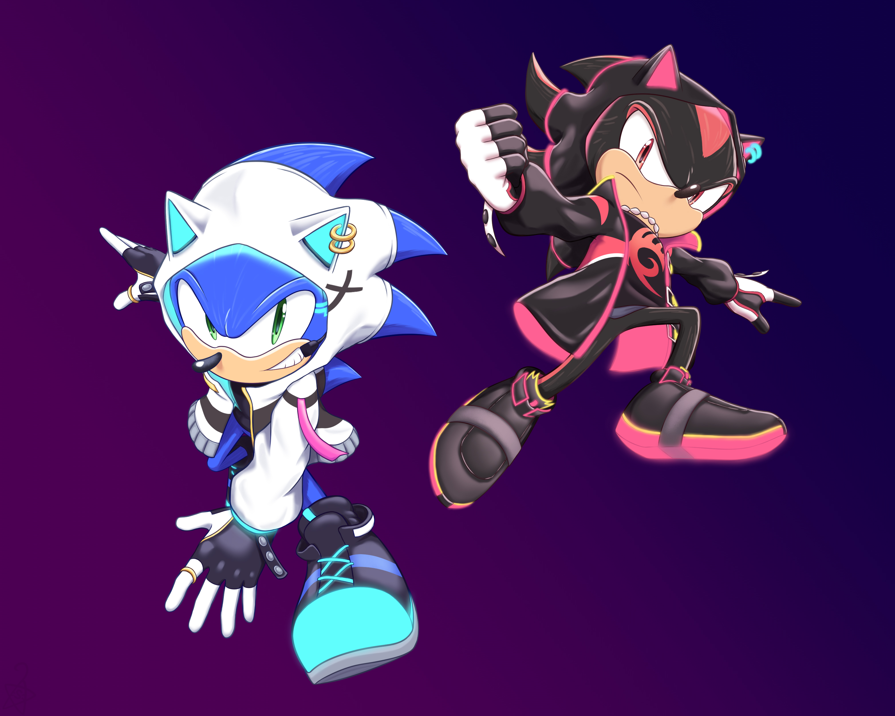 NEON SONIC & NEON SHADOW - sonicblue052的創作 - 巴哈姆特
