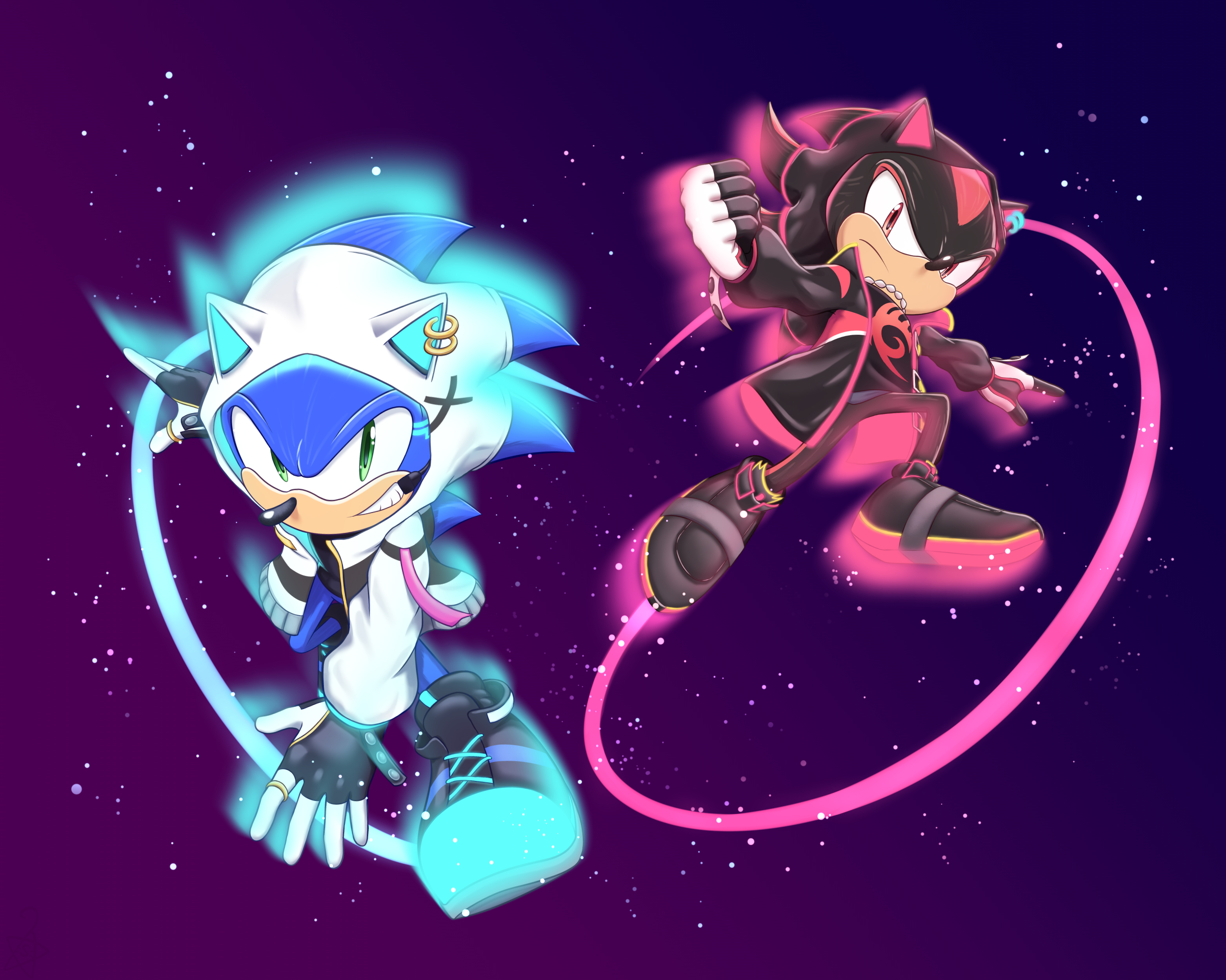 NEON SONIC & NEON SHADOW - sonicblue052的創作 - 巴哈姆特