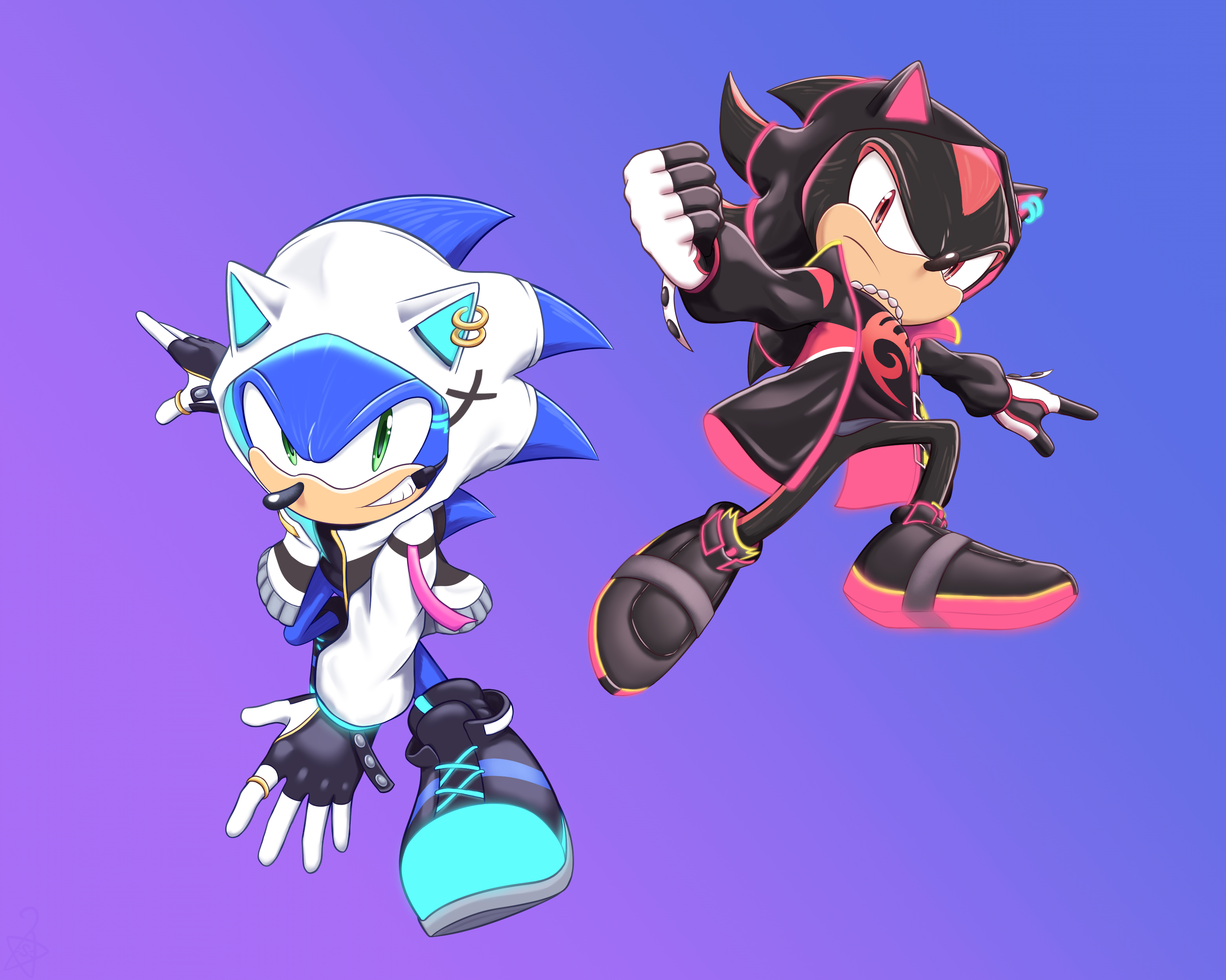 NEON SONIC & NEON SHADOW - sonicblue052的創作 - 巴哈姆特