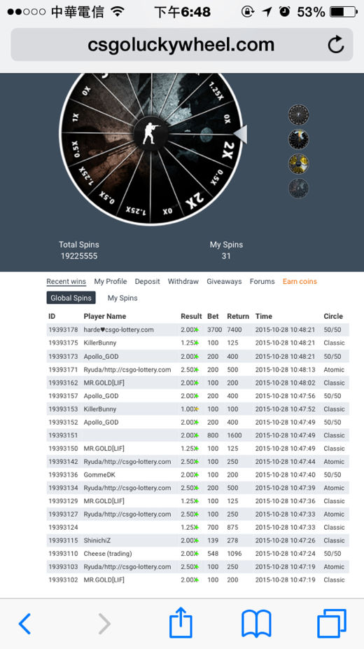 【情報】CSGO Lucky Wheel 幸運轉盤 @戰慄時空之絕對武力( CS ) 哈啦板 - 巴哈姆特