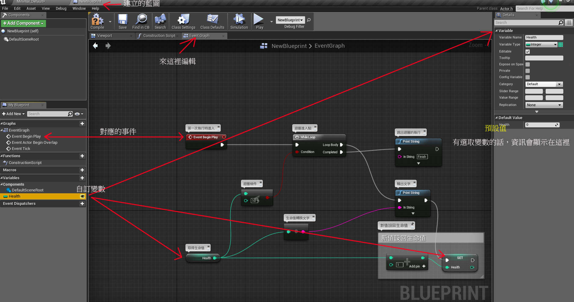UE4粗玩-藍圖-迴圈(WhileLoop)跟列印(Print String) - ninja1999的創作 - 巴哈姆特