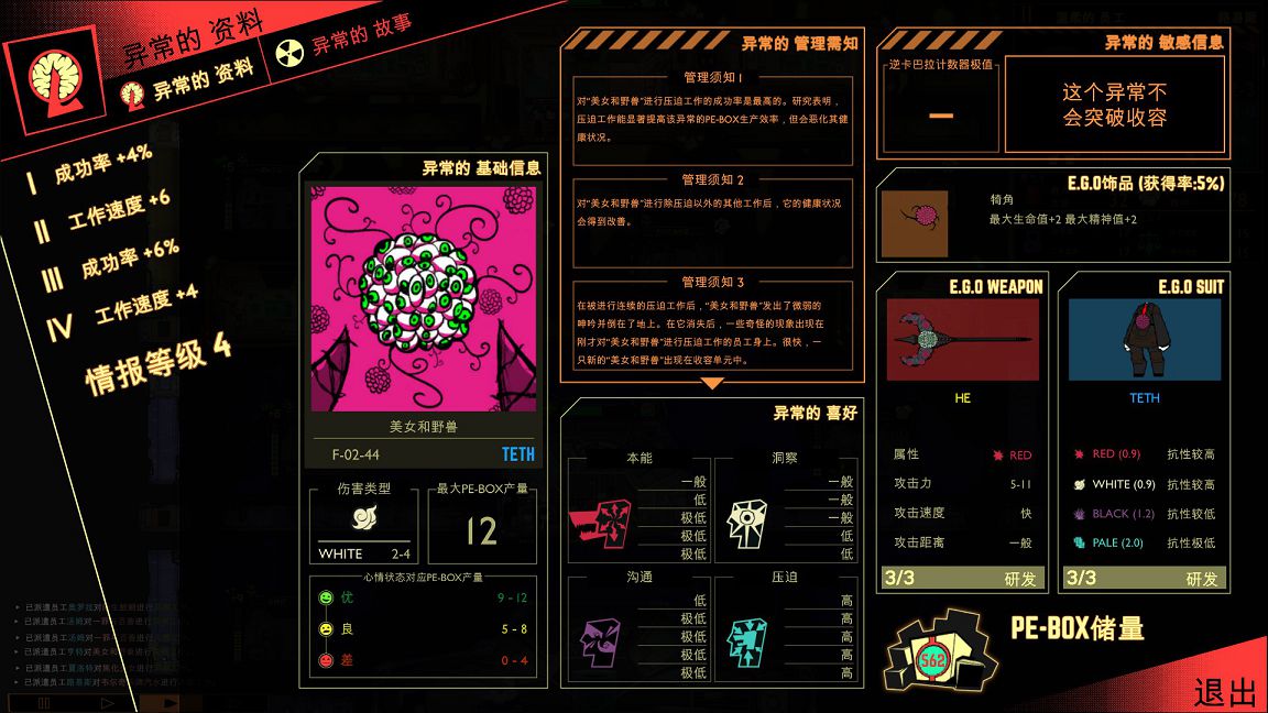 《Lobotomy Corporation》DAY32攻略怪異情報與心得(捏有) - plko4444的創作 - 巴哈姆特