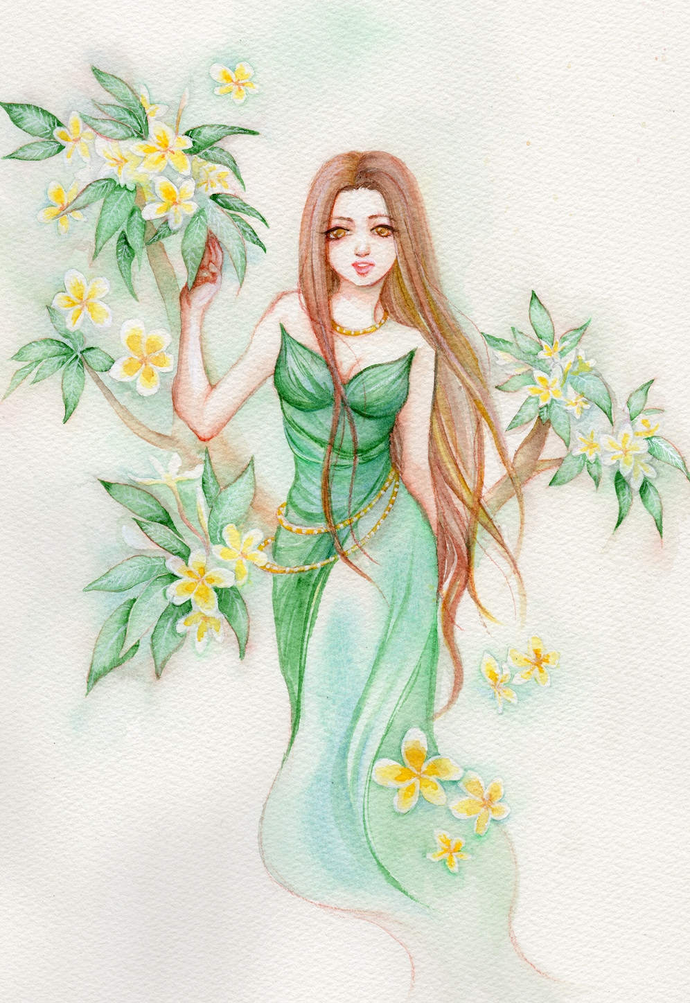 大地的精靈水彩系列--緬梔花 - kaneiya的創作 - 巴哈姆特