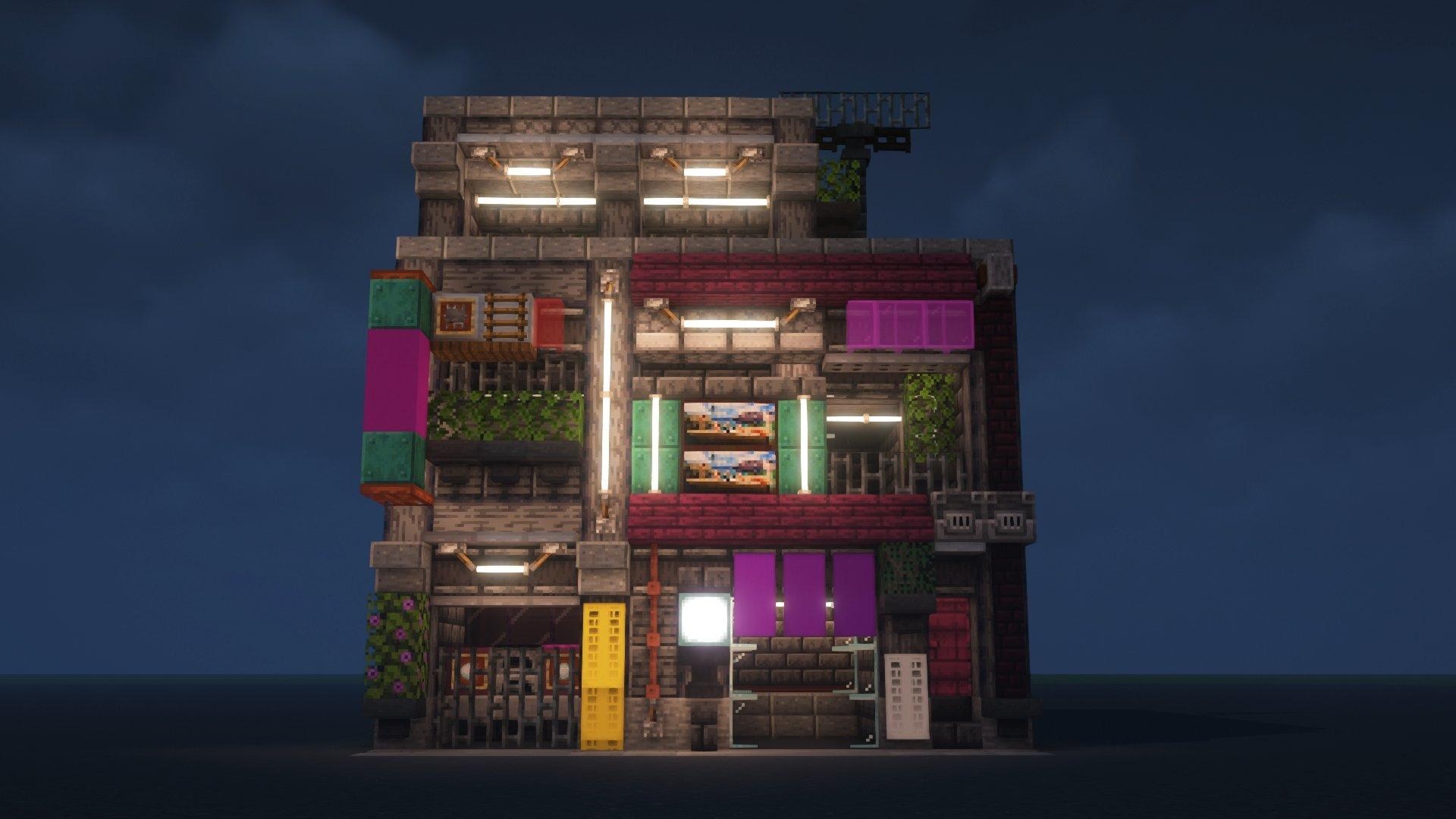 [GhostWhaleStudio] 建築分享 cyberpunk shop @Minecraft 我的世界（當個創世神） 哈啦板 - 巴哈姆特