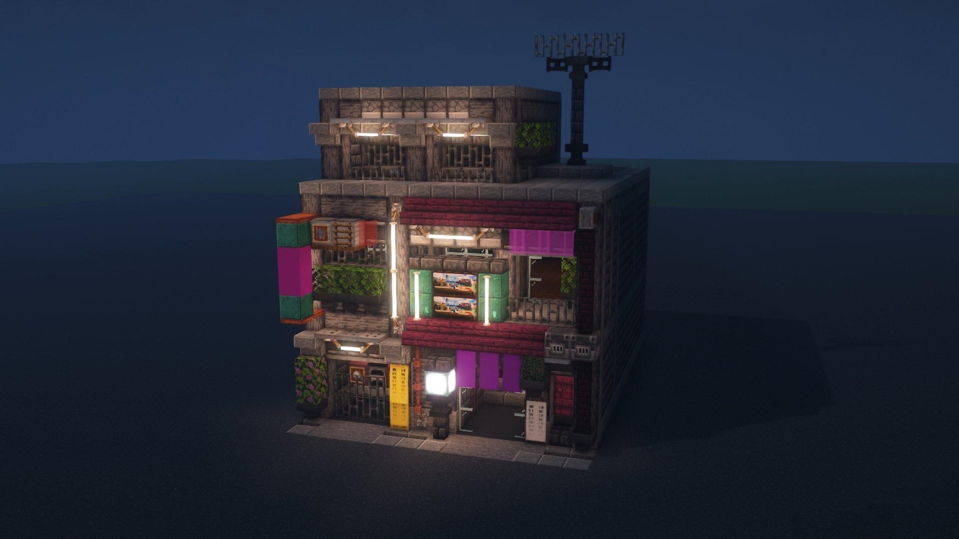 [GhostWhaleStudio] 建築分享 cyberpunk shop @Minecraft 我的世界（當個創世神） 哈啦板 - 巴哈姆特