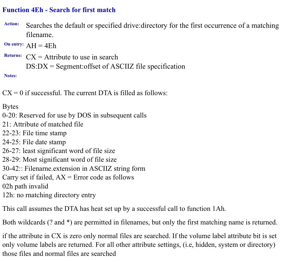 【問題】【組合語言】如何用Dos interupt 21h 中的 4eh 列出子資料夾？ @程式設計板 哈啦板 - 巴哈姆特