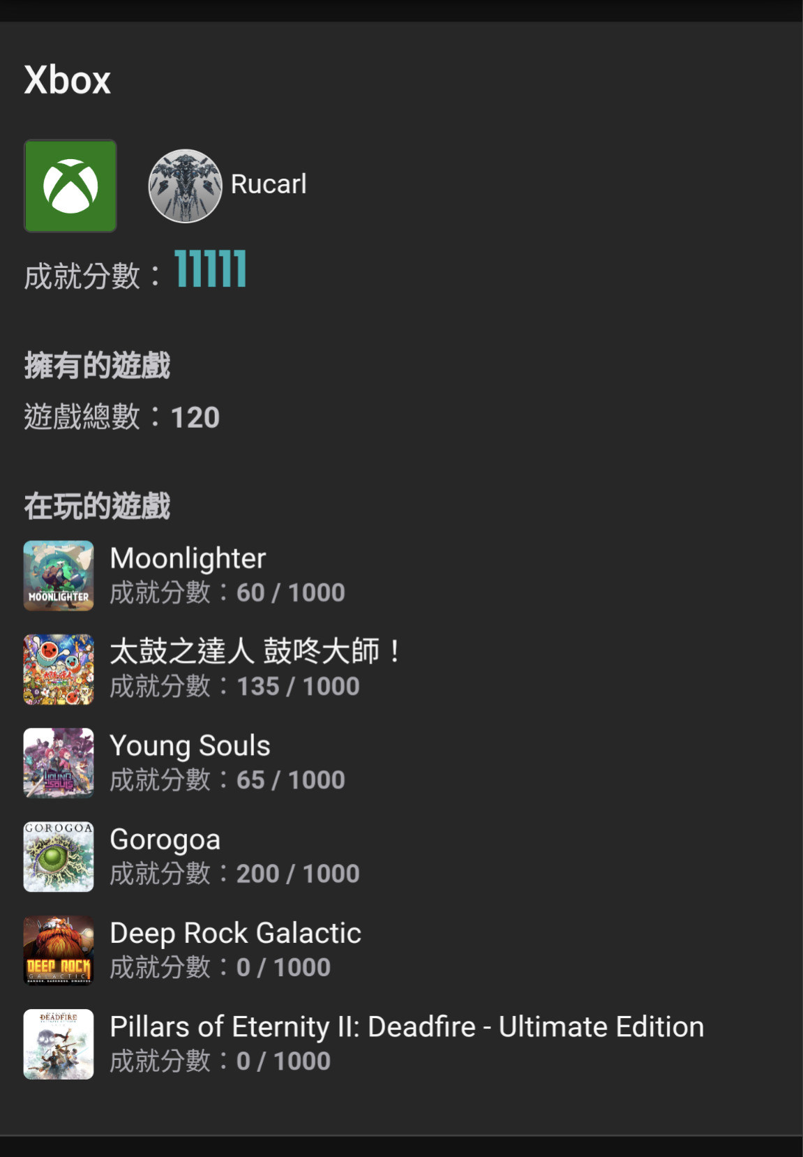 XBOX成就分數11111 - rucarl的創作 - 巴哈姆特