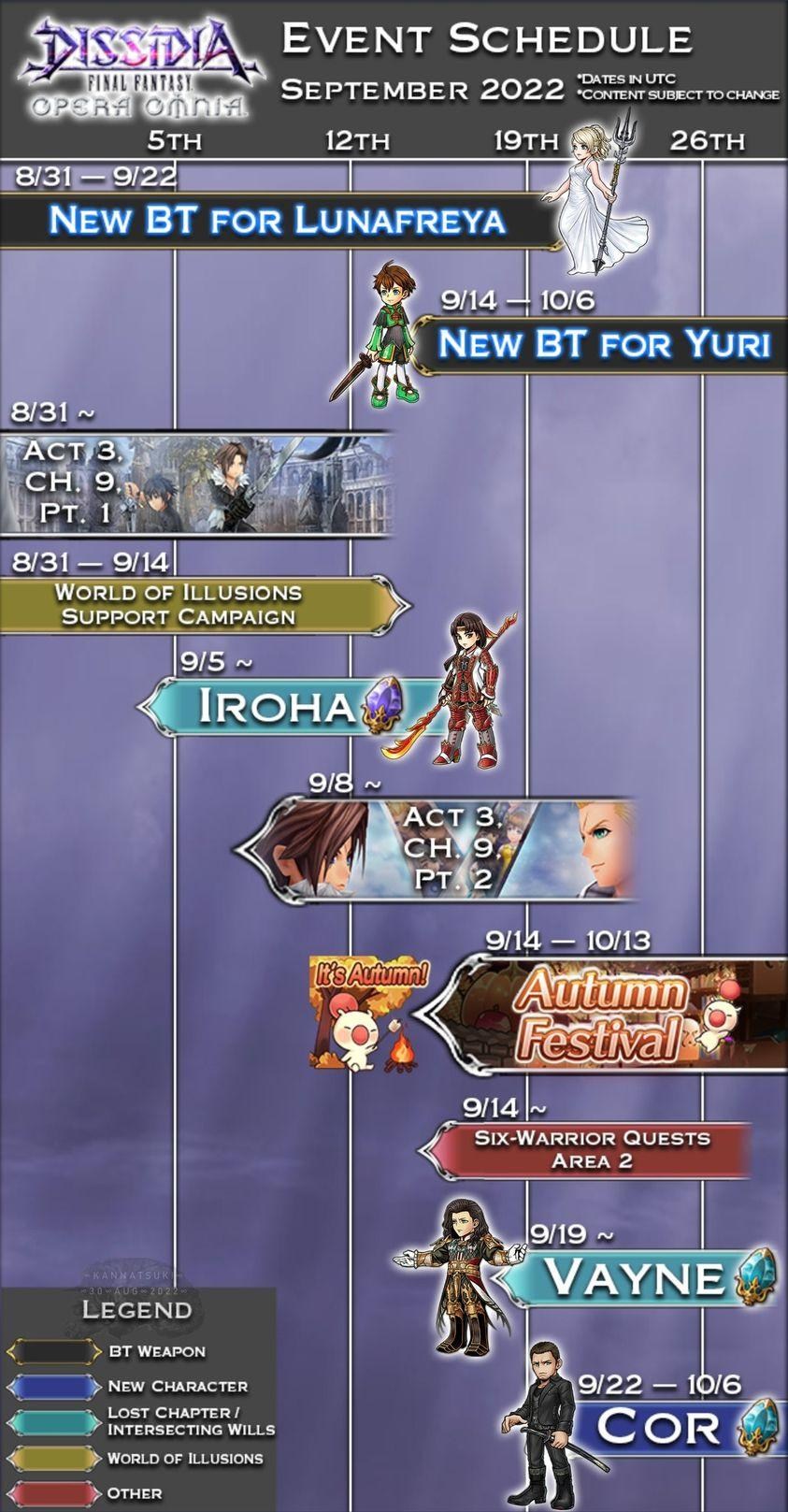 【情報】DFFOO(GL)9月份活動情報 @Dissidia Final Fantasy Opera Omnia 哈啦板 - 巴哈姆特