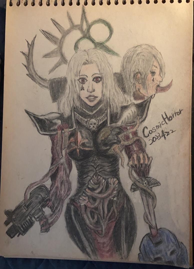 【心得】【手繪】40K Sisters of Battle Nurgle champion 戰鬥修女納垢冠軍!! 2樓新增納垢靈 @戰鎚 ...