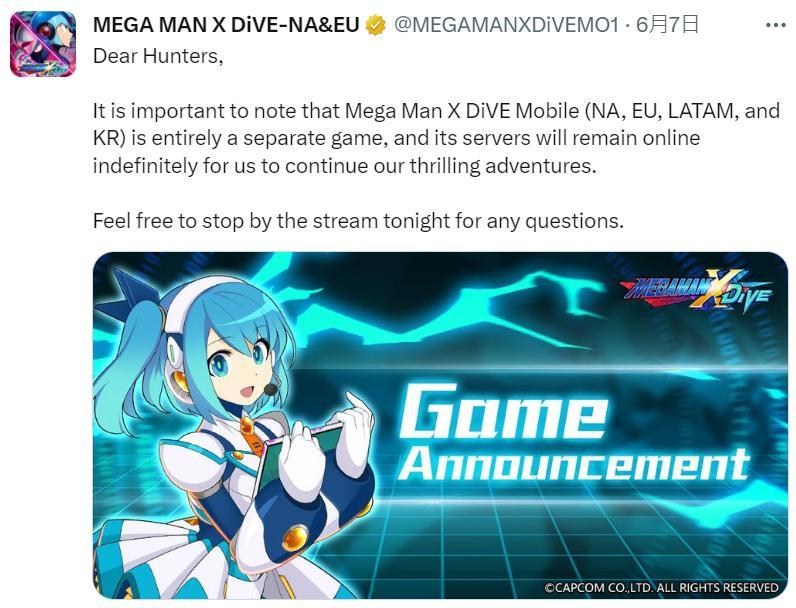 【情報】北美版、歐洲版、拉丁美洲版、韓版 XDiVE 反其道而行，宣佈他們將無限期營運。 @ROCKMAN X DiVE 哈啦板 - 巴哈姆特