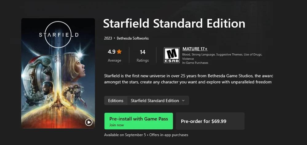 【情報】Starfield 目前在 Microsoft Store 上的評分為 4.9 分（滿分 5 分） @星空（StarField） 哈啦 ...