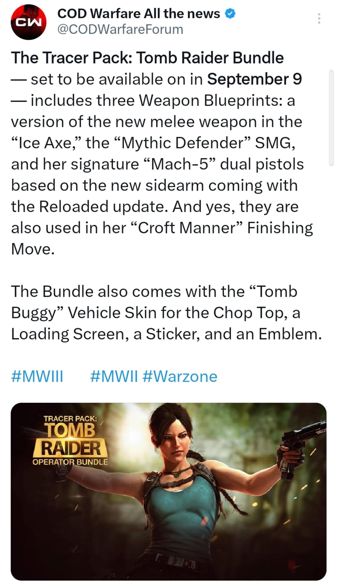 【情報】MWII: Season 5 Reload的新Operator - Lara Croft @決勝時刻 哈啦板 - 巴哈姆特
