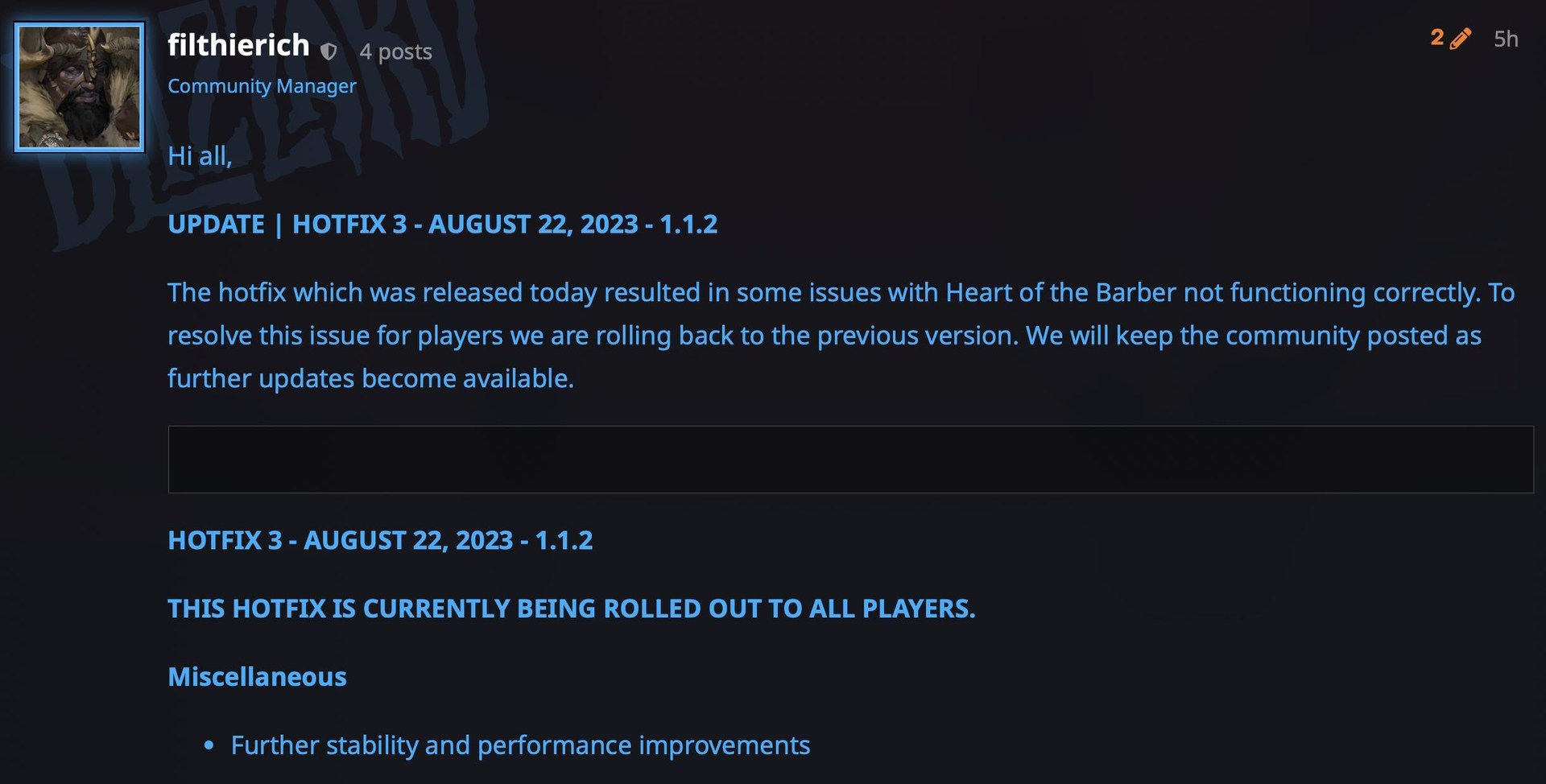 【問題】8月22日HotFix修正項目：修正之前修錯的＝＝".......... @暗黑破壞神 4 哈啦板 - 巴哈姆特