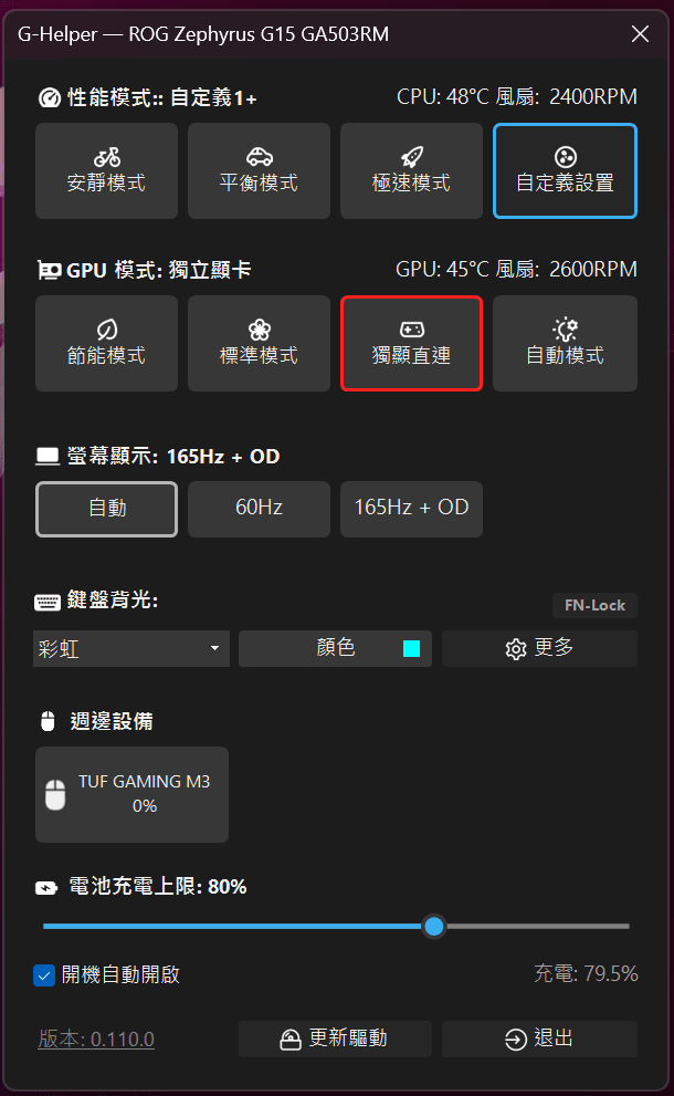 【心得】G-Helper，更輕巧好用的Armoury Crate + MyAsus，ASUS華碩全系列筆電適用(包含ROG Ally)(20250127更新自訂風扇說明) @電腦應用綜合討論 ...