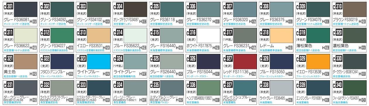 【心得】Mr.Color飛機模型用Color 與 水性AQUEOUS HobbyColor 對照表 @模型技術與資訊 哈啦板 - 巴哈姆特