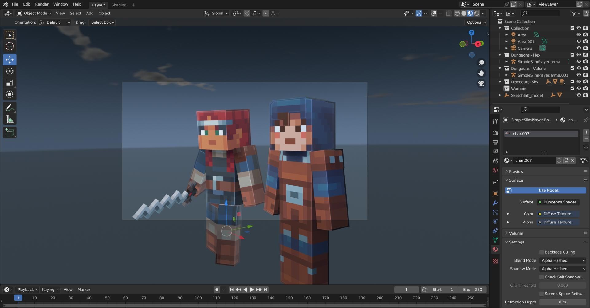 【心得】在Blender做的Dungeons風格渲染 | 工程文件分享 @Minecraft 我的世界（當個創世神） 哈啦板 - 巴哈姆特