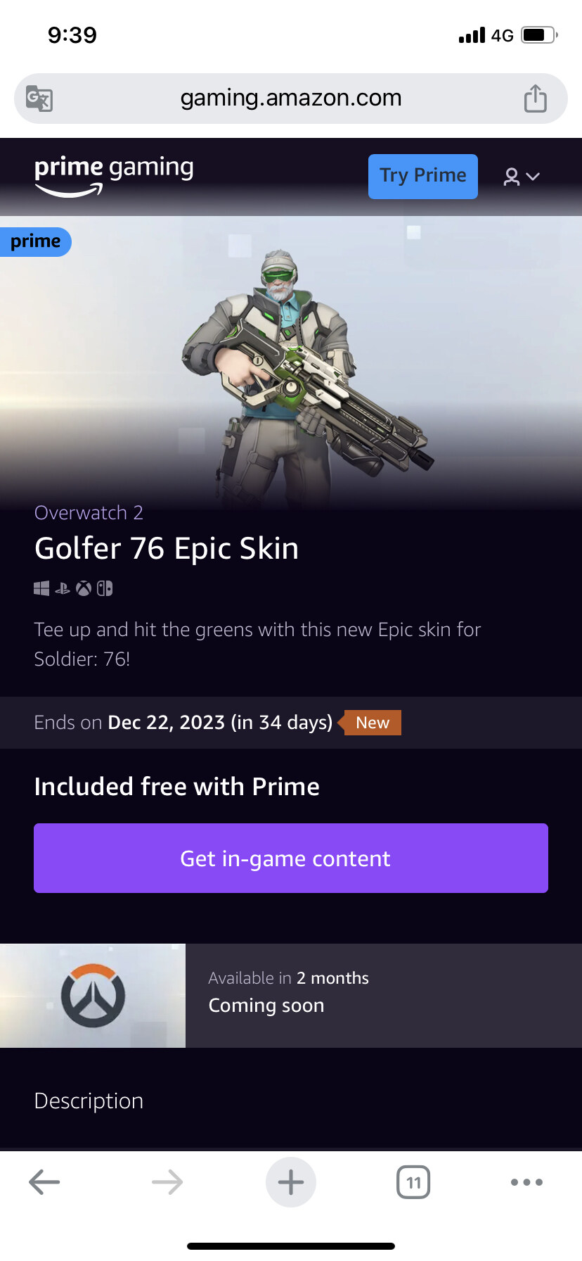 【閒聊】本月prime gaming: 高爾夫76 @鬥陣特攻 哈啦板 - 巴哈姆特