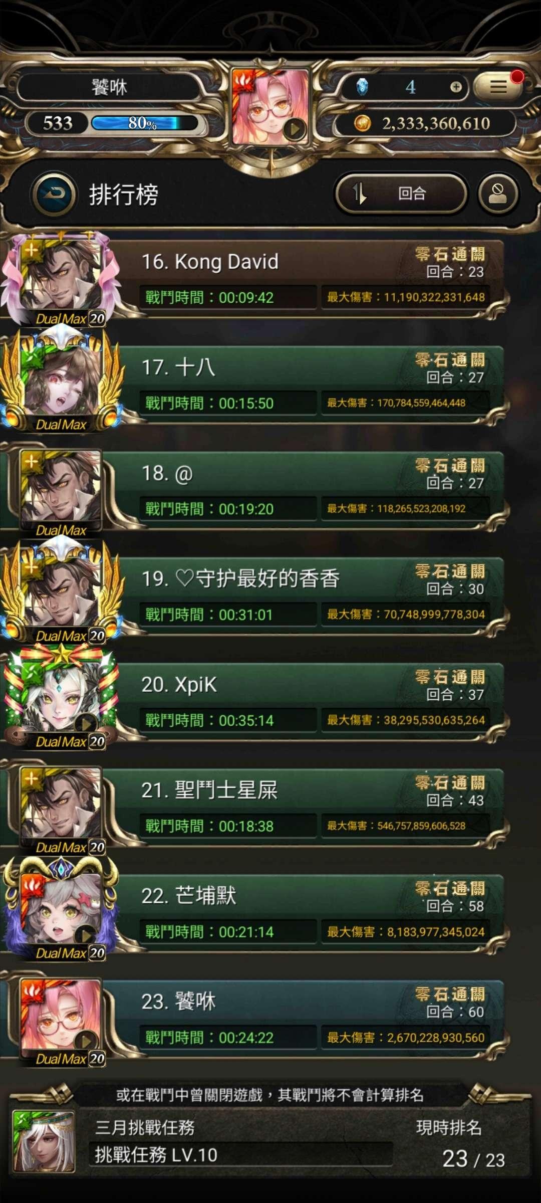 RE:【討論】2024/三月挑戰任務(花見月) LV.9/LV.10 通關隊長彙整 (LV10場景：魔族4倍攻) @神魔之塔 哈啦板 - 巴哈姆特