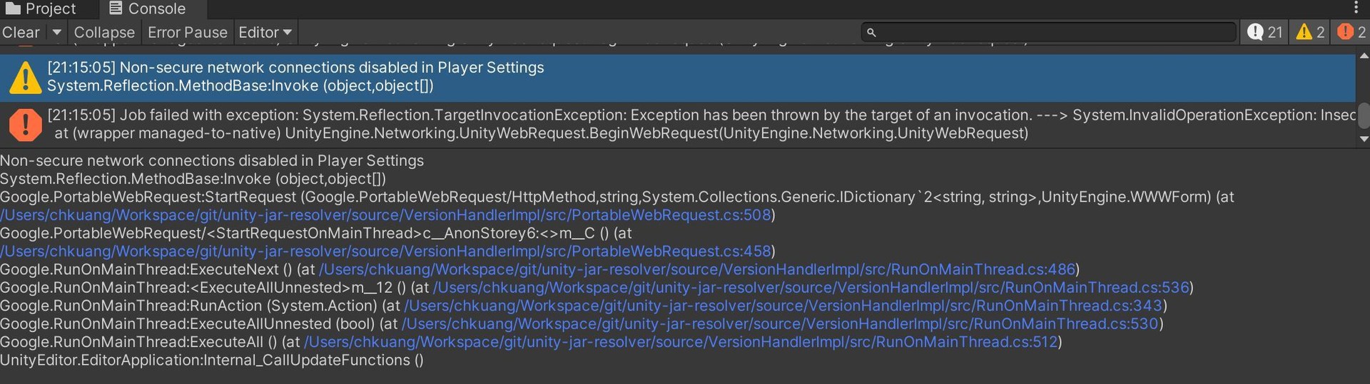 【問題】Non-secure network connections報錯，新手解不了 Orz @Unity3D 遊戲引擎 哈啦板 - 巴哈姆特