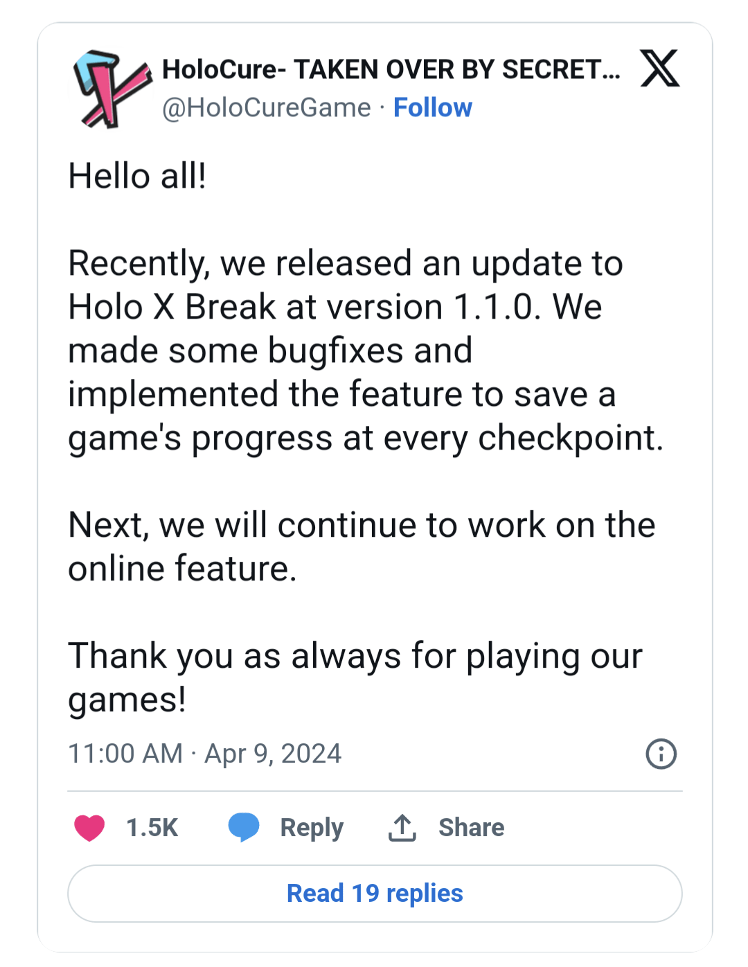 【情報】Steam 免費《Holo X Break》更新1.1.0 版本 加入自動存檔功能友善新手玩家，繼續開發線上功能 @Steam 綜合 ...