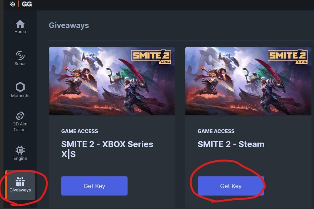 【情報】下載安裝 SteelSeries GG 可以領取搶先體驗的SMITE 2遊戲序號 @Steam 綜合討論板 哈啦板 - 巴哈姆特