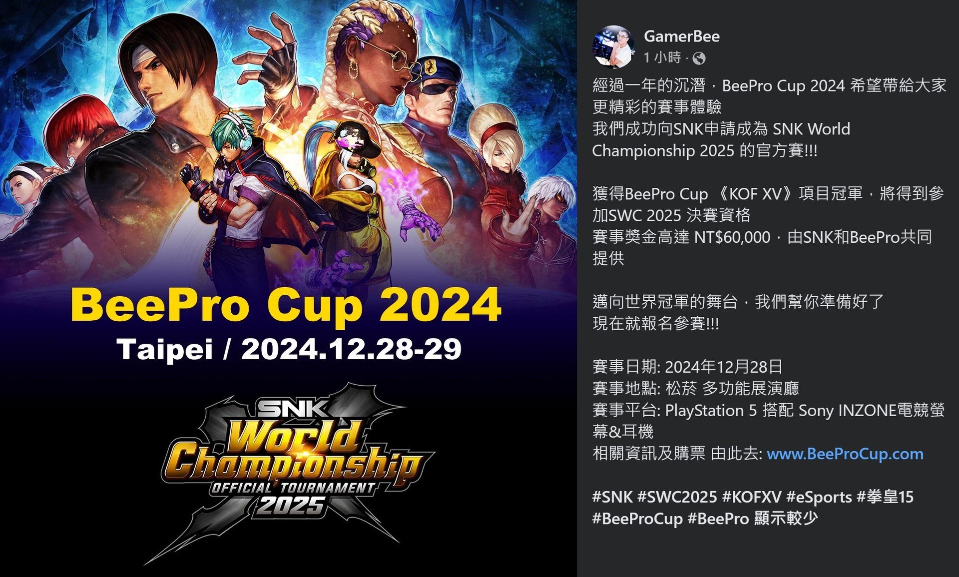 【情報】"BeePro Cup 2024" SWC官方賽, 報名僅開放到12/20(五) 晚11:59分 @拳皇／格鬥天王 哈啦板 - 巴哈姆特