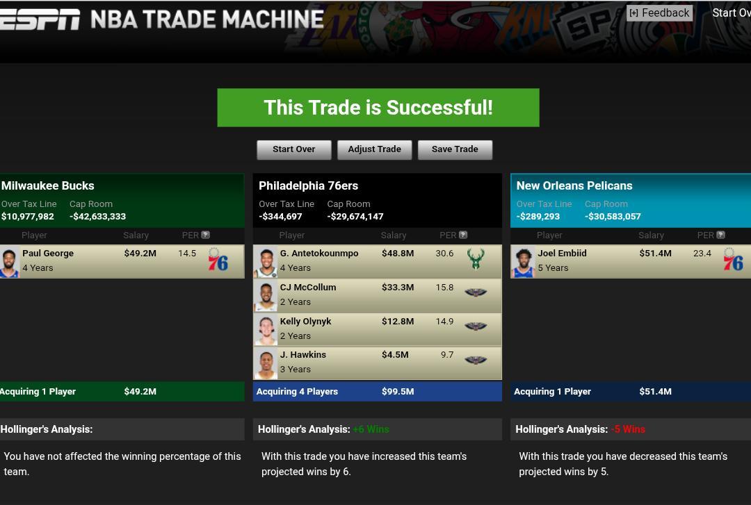 【閒聊】好玩的espn trade machine(集思廣益幫字母哥想想出路) @NBA 系列 哈啦板 - 巴哈姆特